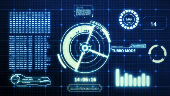 Blue HUD driving car speed user interfaces computer screen display ...