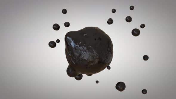 Background Animation black shiny round object and particles scattered ...