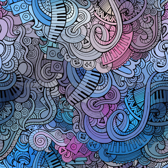 2 Doodles Music Color Seamless Pattern, Vectors | GraphicRiver