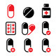Red and Black Medication Icons Set , Vectors | GraphicRiver