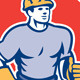 Construction Worker Thumbs Up Circle Retro, Vectors | GraphicRiver