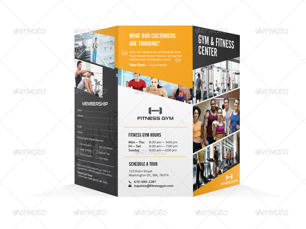 Fitness Gym Trifold Brochure, Print Templates | GraphicRiver