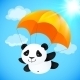 Panda Flying with Orange Parachute, Vectors | GraphicRiver