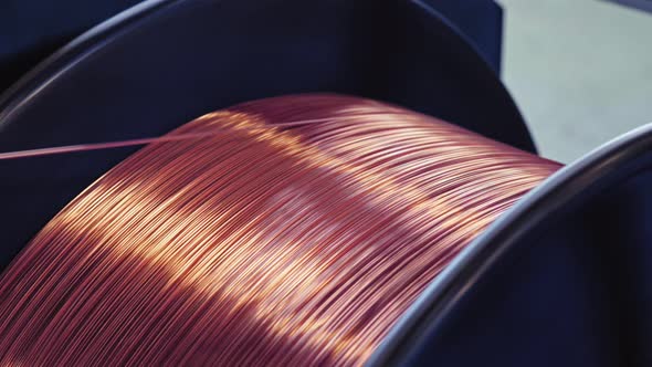 Copper Wire Unwinding From A Spool. Close Up, Stock Footage | VideoHive