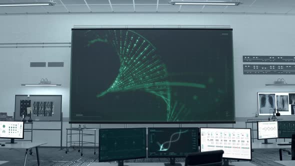 DNA Genetic Examination By High Tech Medical Scanner In Healthcare ...