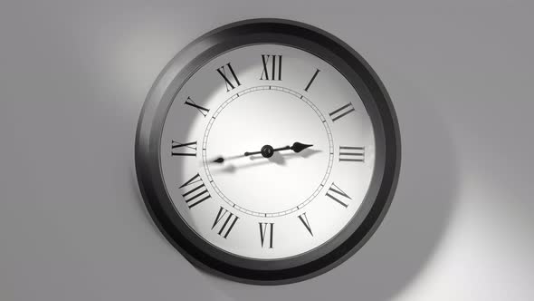 Latin Clock Face in Time Lapse on White Wall, Stock Footage | VideoHive