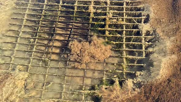Closeup View of Water and Sand Coming Up the Sewer, Stock Footage ...