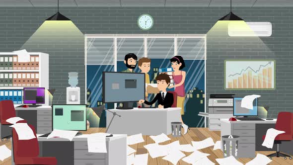 Office Manager Stressed By His Employees Cartoon, Motion Graphics ...