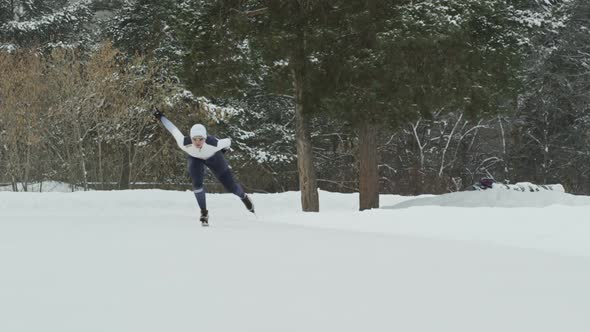 Speed Skaters Sprinting in Outdoor Ice Rink, Stock Footage | VideoHive