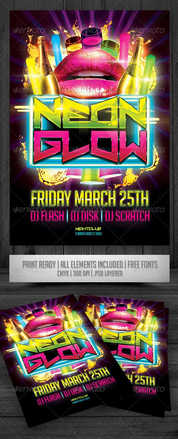 Neon Glow Flyer by larajtwyss | GraphicRiver