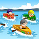 Kids in a Boat Race, Vectors | GraphicRiver