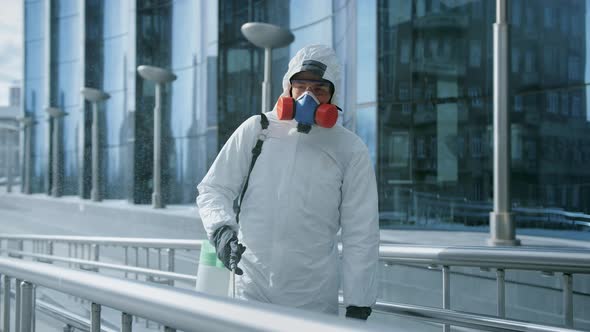 Coronavirus Disinfection. Biohazard Costume. Resperatory Face Mask ...