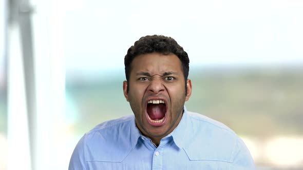 Irritated Indian Man Yelling with Agressive Expression., Stock Footage