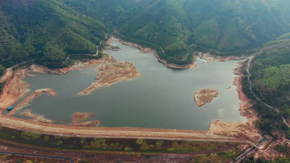 Aerial View of Ban Bang Niew Dam Water Reservoir at Phuket, Stock Footage