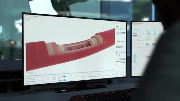 Doctor Using Modern Anatomical Scanner For Analysis Of Blood ...