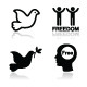 Freedom Icons Set Dove and Fist Symbols, Vectors | GraphicRiver
