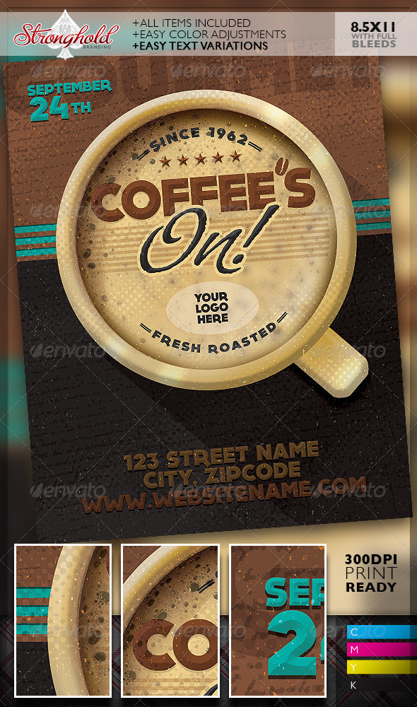 Coffee's On Event Flyer Template by getstronghold | GraphicRiver