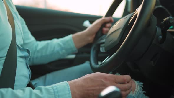 Man is Driving a Car and Stops It Closeup, Stock Footage | VideoHive