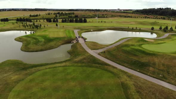 Drone Flies Over a Golf Course, Stock Footage | VideoHive