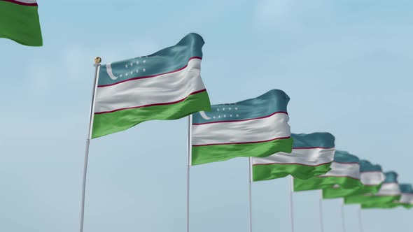 Uzbekistan Row Of Flags , Motion Graphics | VideoHive