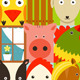 Flat Childish Rectangular Cattle Farm Animals Set, Vectors | GraphicRiver