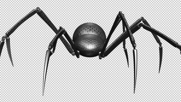 Spider Robot - Attacking From Screen - Front View - Transparent ...