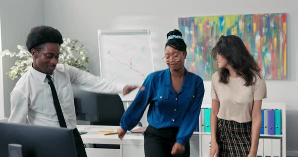 Dance at Work Office Break From Duties Company Party Two Girls and a ...