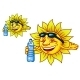 Laughing Tropical Sun with Bottled Water, Vectors | GraphicRiver