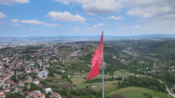 aerial Turkish flag and landscape, Stock Footage | VideoHive