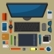 Office Workplace Top View in Flat Design Vector, Vectors | GraphicRiver