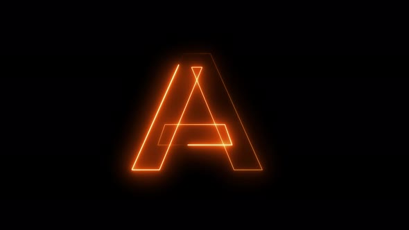 Neon animation seamless Letter A . 4K video background., Motion Graphics