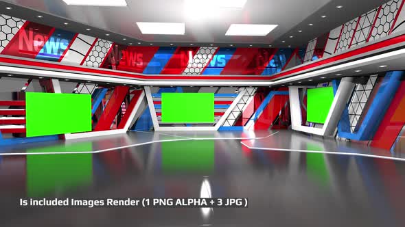 Virtual Studio Set Blue With Red 907 A, Motion Graphics | VideoHive