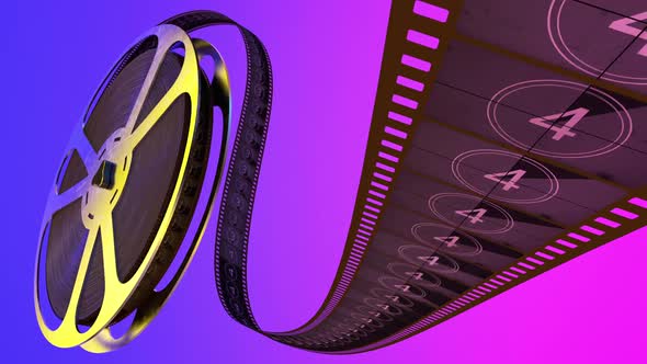 Film Strip and Film Reel in Cinema Spool with Sequence Countdown ...