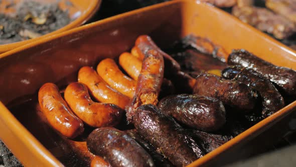 Grilled Meat Food Traditional Medieval Barbecue Catalan Sausages Salami ...