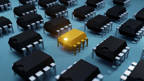 Microchips and Different Golden Chip, Motion Graphics | VideoHive