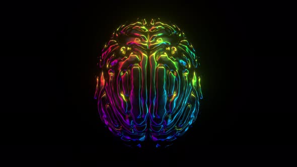 Chrome brain on black background, Motion Graphics | VideoHive