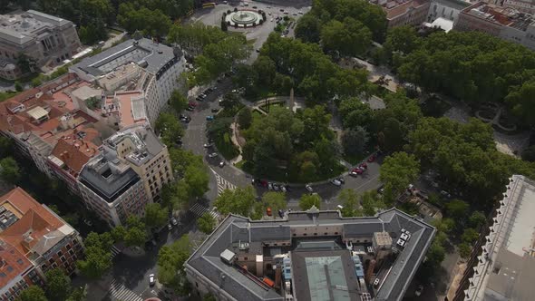 High Angle Footage of a Roundabout with Lots of Trees and Cars Valencia ...