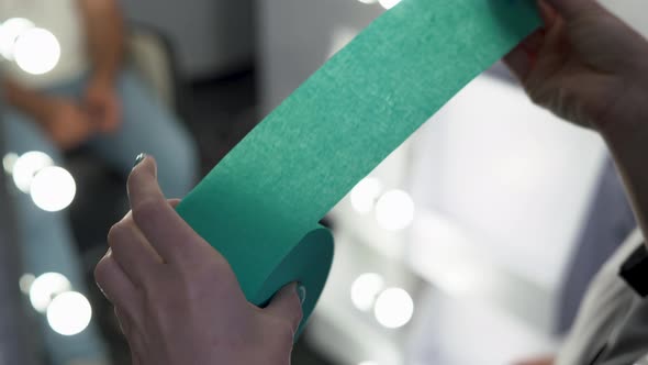 Collars for Cutting Hair Paper Rolls in Hairdressing Saloon, Stock Footage