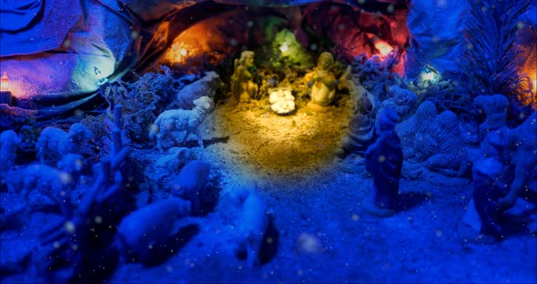 Christmas Nativity Scene Holy Family Snow, Stock Footage | VideoHive