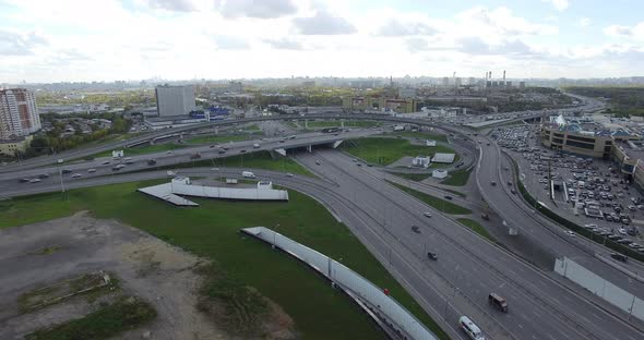 Moscow Highway with Interchanges, Aerial View, Stock Footage | VideoHive