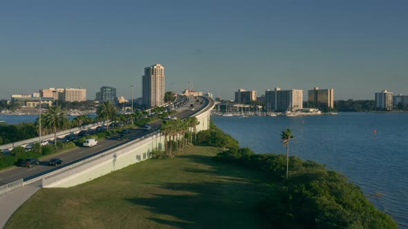 Slow rise of Clearwater's Causeway Byway in Florida, Stock Footage