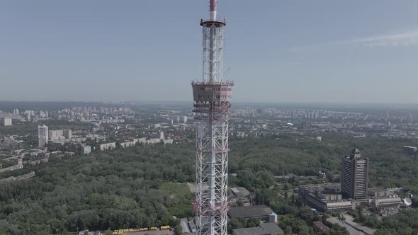 Kyiv. Ukraine: TV Tower. Aerial View. Flat, Gray, Stock Footage | VideoHive