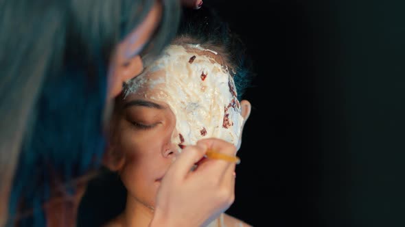 Horror gore prosthetic makeup mold on a waiting actor for shot, medium ...