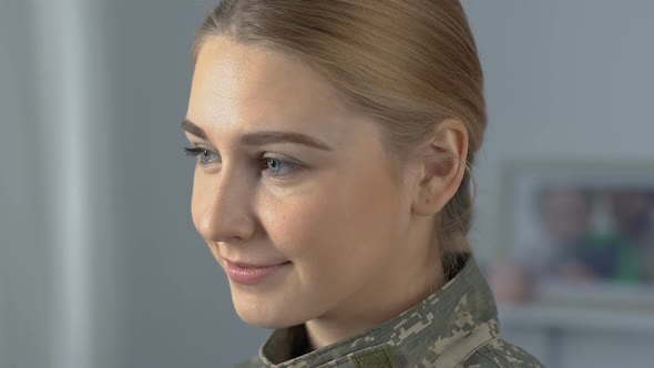 Beautiful Proud Servicewoman Looking in Camera, Army Profession ...