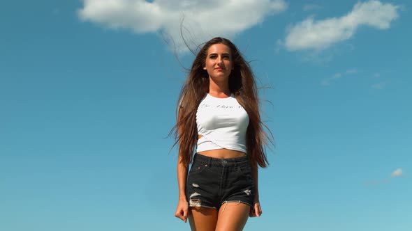 Wind blowing through a woman's face, Ultra Slow Motion, Stock Footage