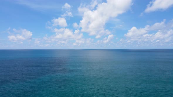 Seascape aerial view sea horizon as far as the eye can see One part sky ...