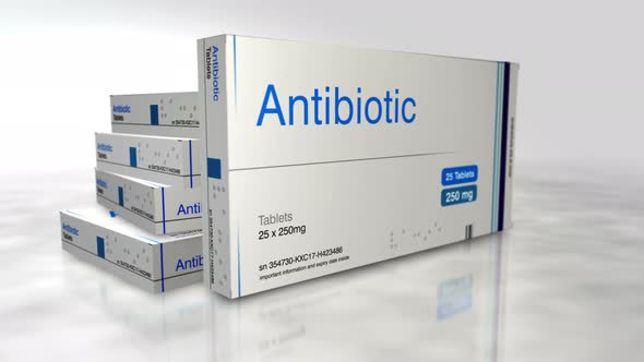 Antibiotic medicine box abstract concept 3d rendering by Vipho | VideoHive