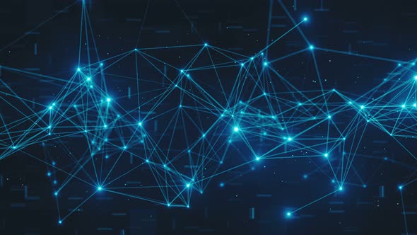 Abstract Flashing Connected Digital Data Nodes and Connection Paths on ...