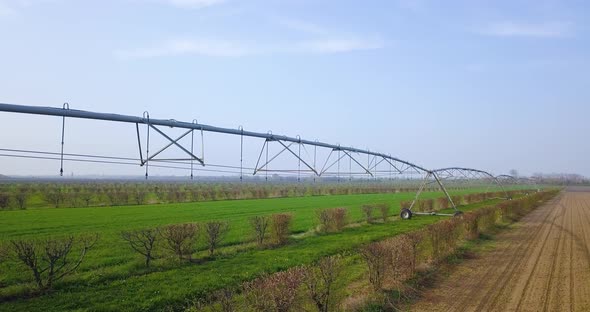 Irrigation System Pipes Installed Between Plowed Fields, Stock Footage