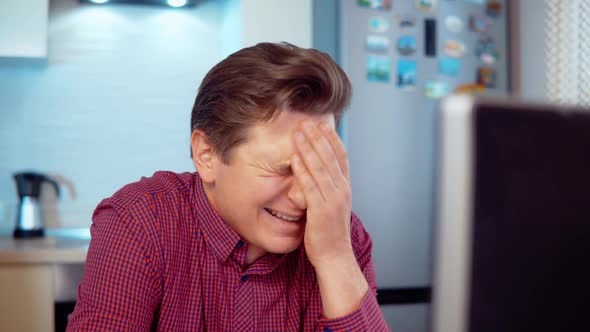 Man Crying Working at the Computer, Stock Footage | VideoHive